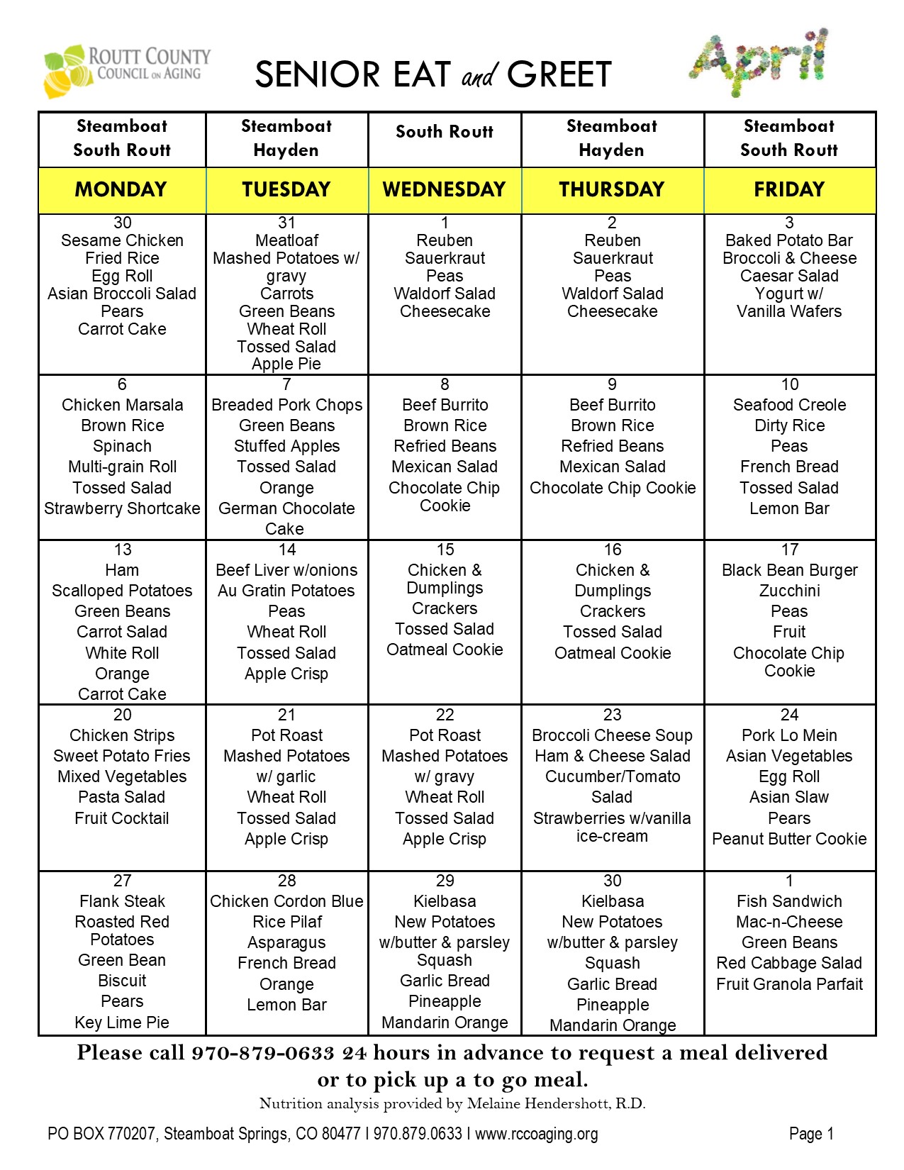 Senior Eat and Greet Lunch | Routt County Council on Aging