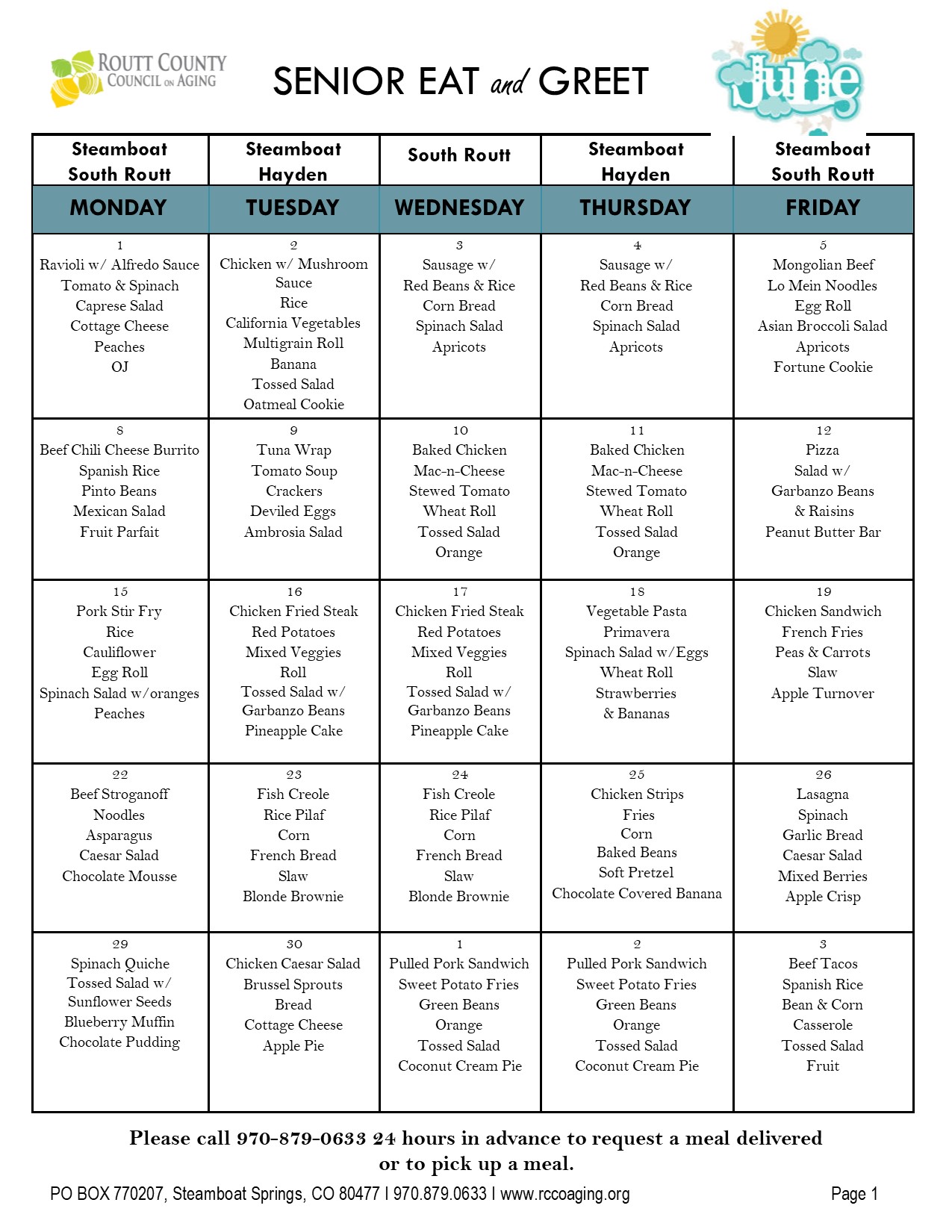 Senior Eat and Greet Lunch | Routt County Council on Aging